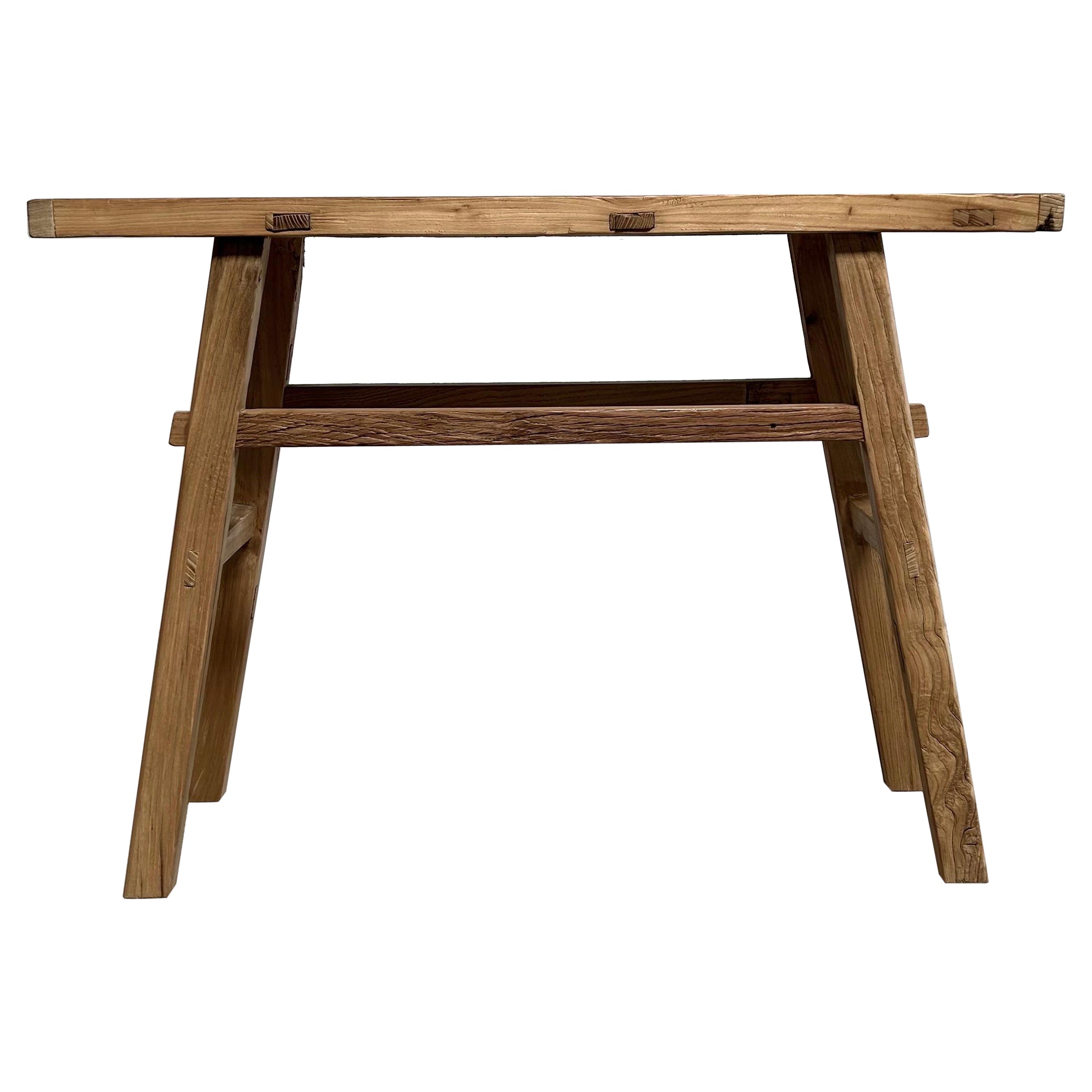 Reclaimed Elm Wood Beam Style Console Table Large For Sale at 1stDibs