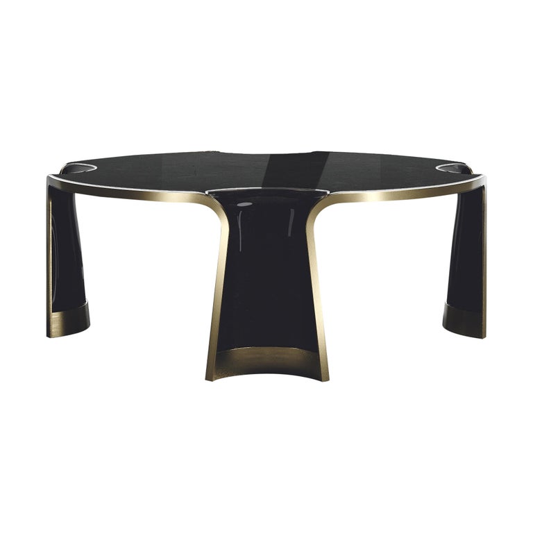 Shell Inlaid Coffee Table with Bronze-Patina Brass Inlay by R&Y ...