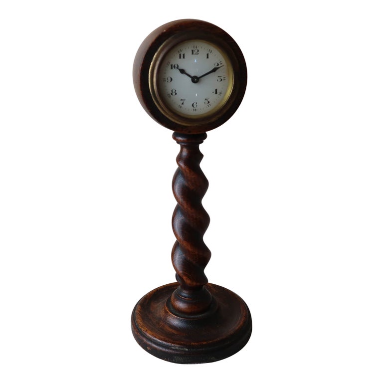 Antique Oak Barley Twist Table Clock, English, circa 1920 For Sale at ...