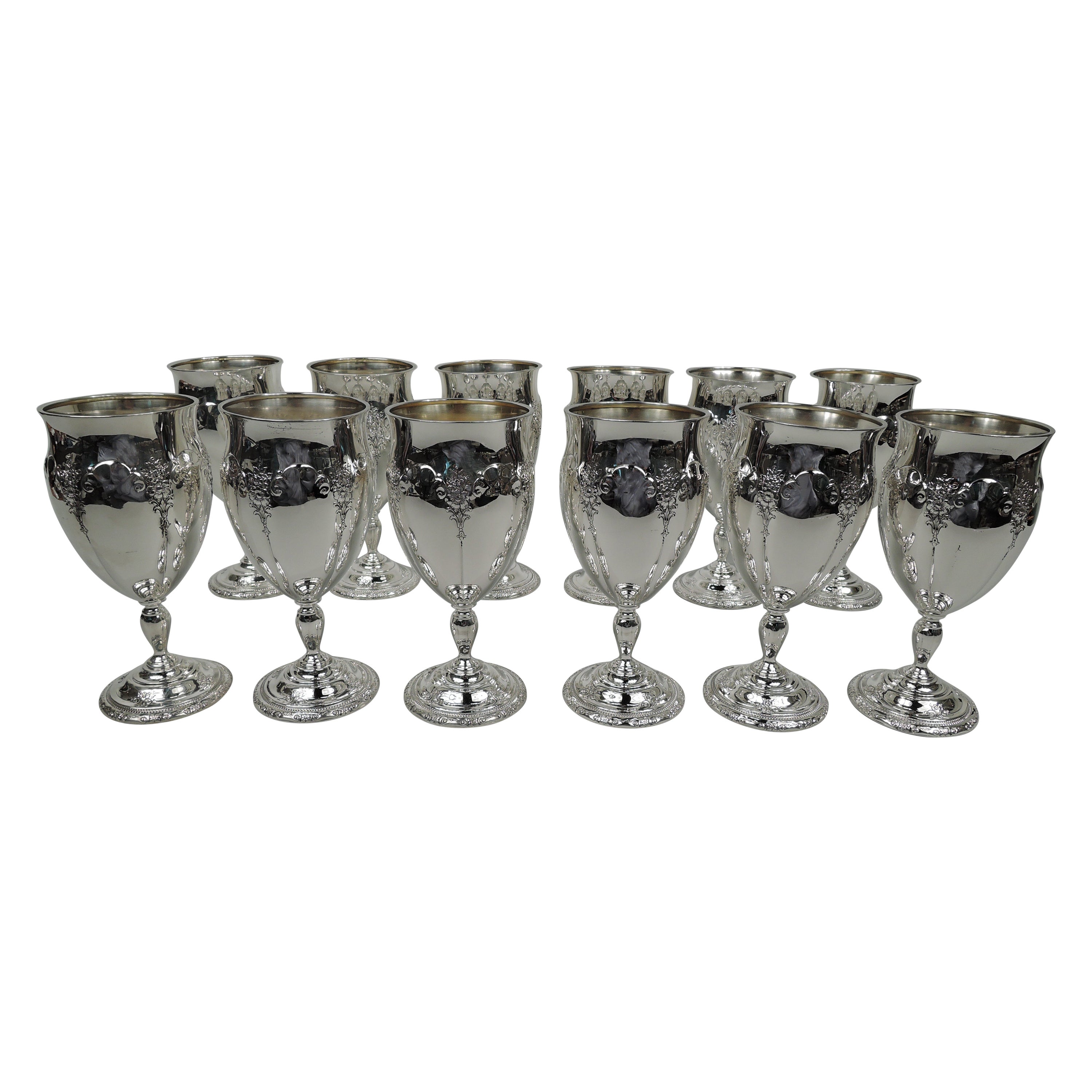 Set of 4 Large Georg Jensen Sterling Silver "Grape" Goblets For Sale at ...