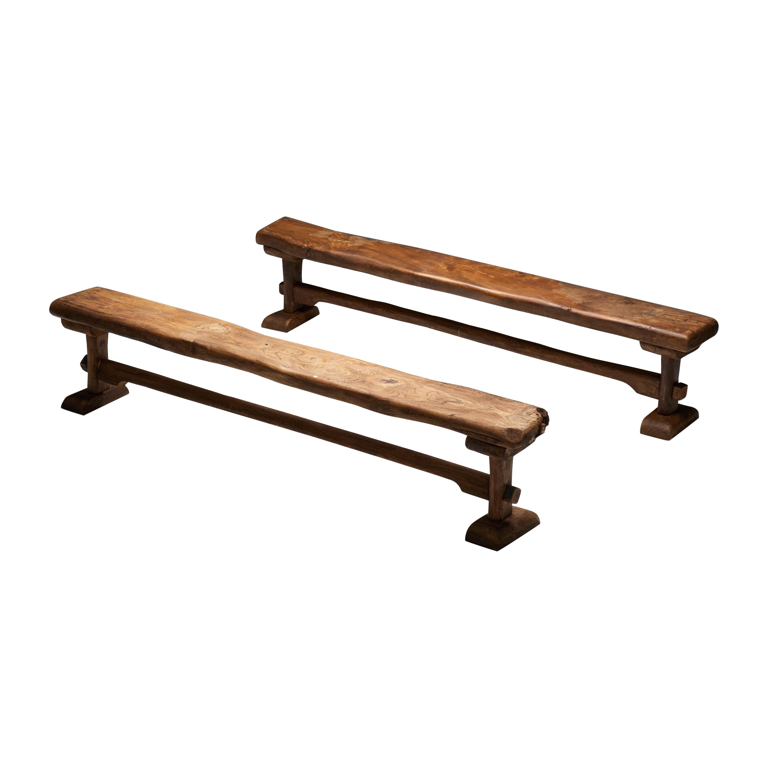 French Victorian Wooden Subway Bench For Sale at 1stDibs
