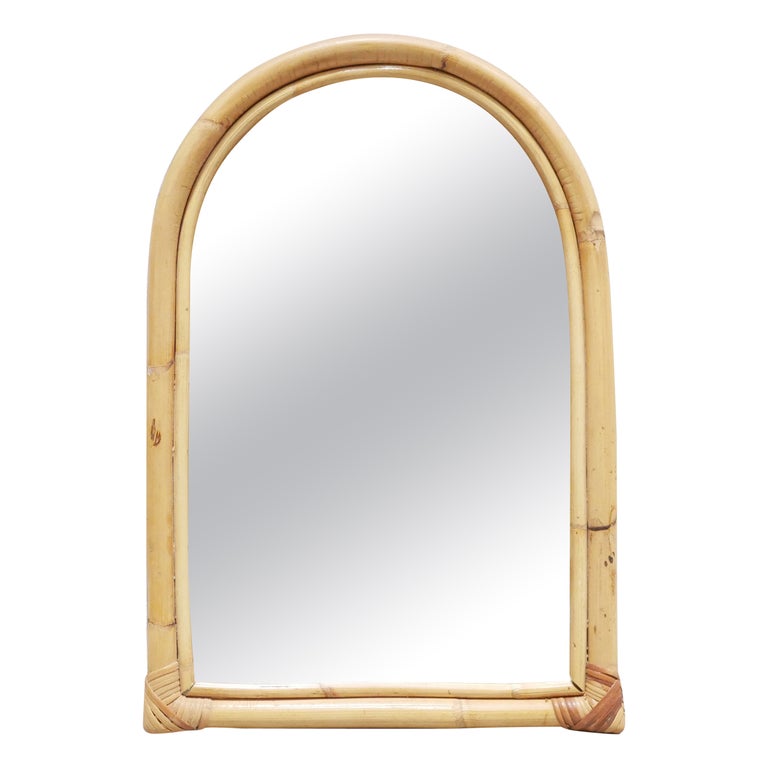 Vintage Bamboo and Rattan Mirror For Sale at 1stDibs