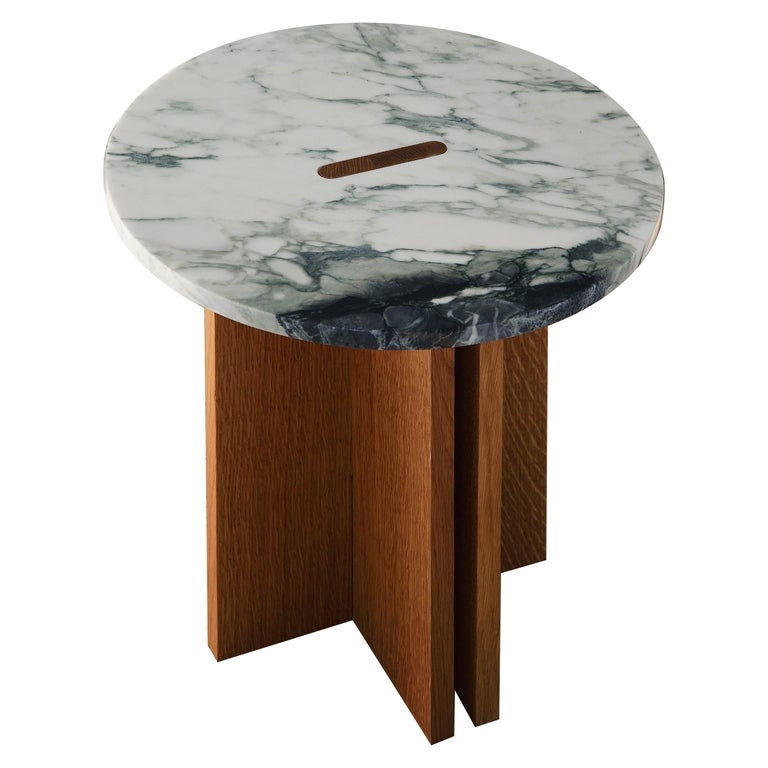 Interlock Calacatta Turquoise Side Table Round For Sale at 1stDibs