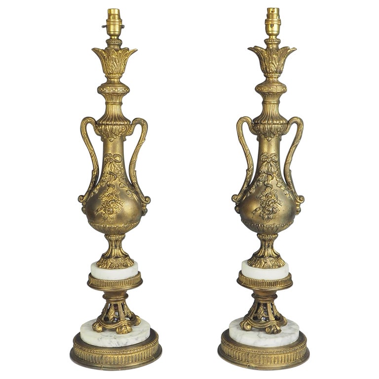 Pair of Antique Italian Neoclassical Table Lamps For Sale at 1stDibs