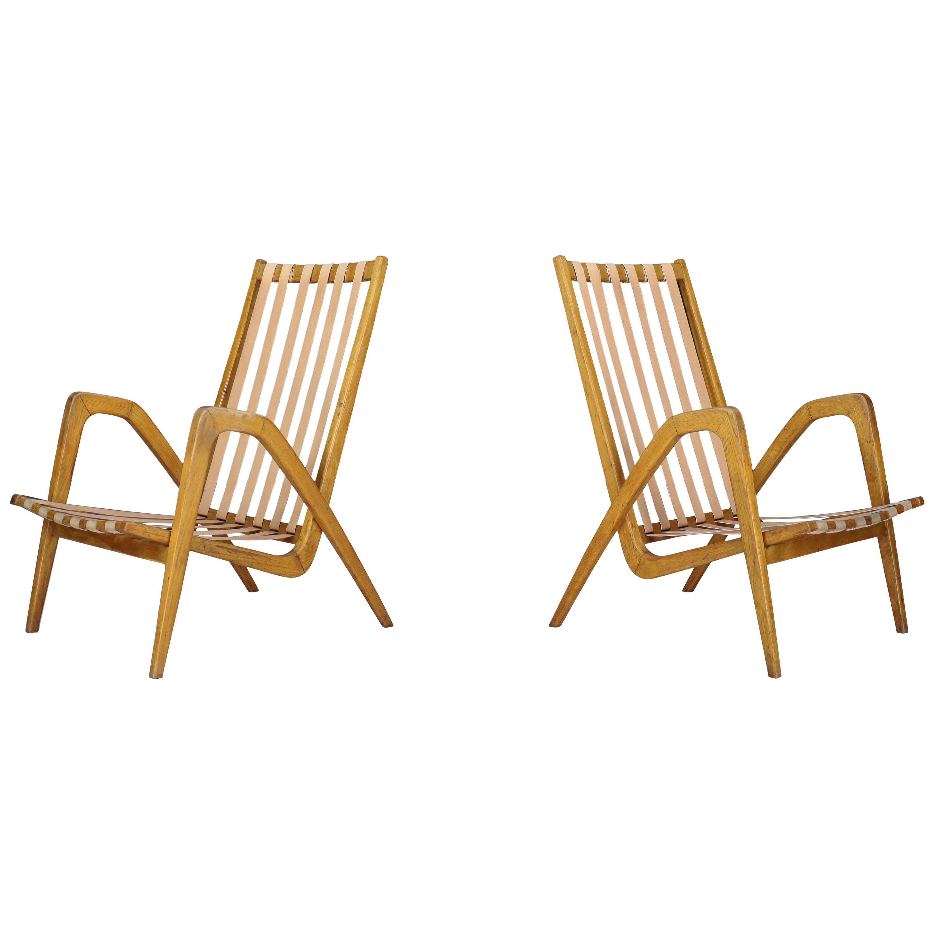 Oak Lounge Chairs by Brandt Ranch at 1stDibs