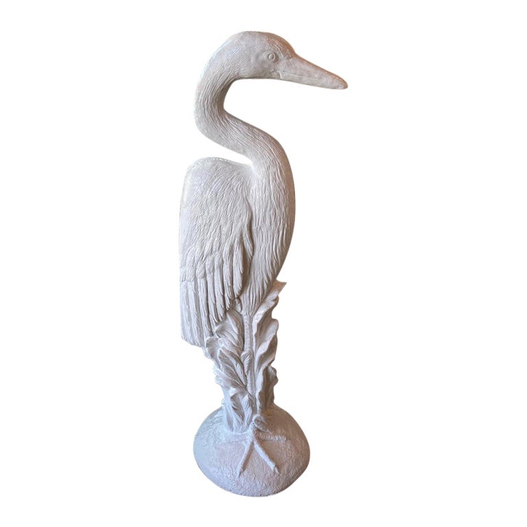 Vintage Large Palm Beach Concrete Bird Heron Statue Freshly Lacquered ...