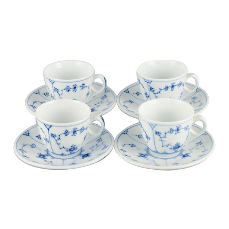 Four Sets of Coffee Cups and Saucers, Royal Copenhagen, Blue Fluted ...