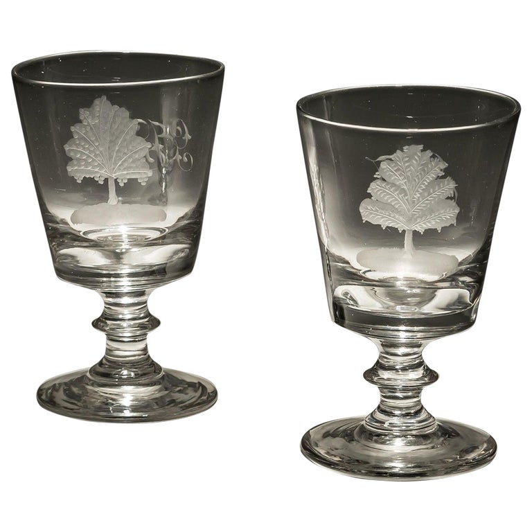 Fine Pair of Engraved Bucket Bowl Goblets For Sale at 1stDibs
