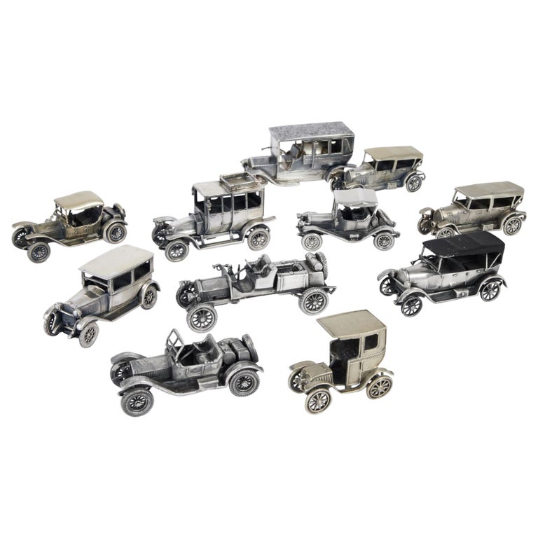 Italian Silver Set of Rare and High Quality 11 Miniature Cars ...