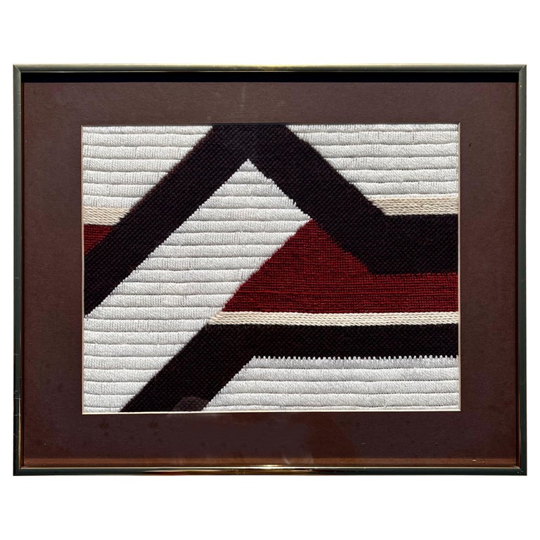 Vintage Mid-Century Modern Woven Textile Framed Abstract Wall Art ...