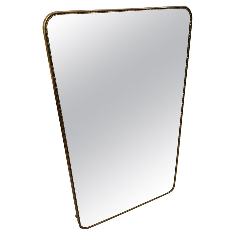 1960s Gio Ponti Style Mid-Century Modern Brass Rectangular Italian Wall Mirror at 1stDibs