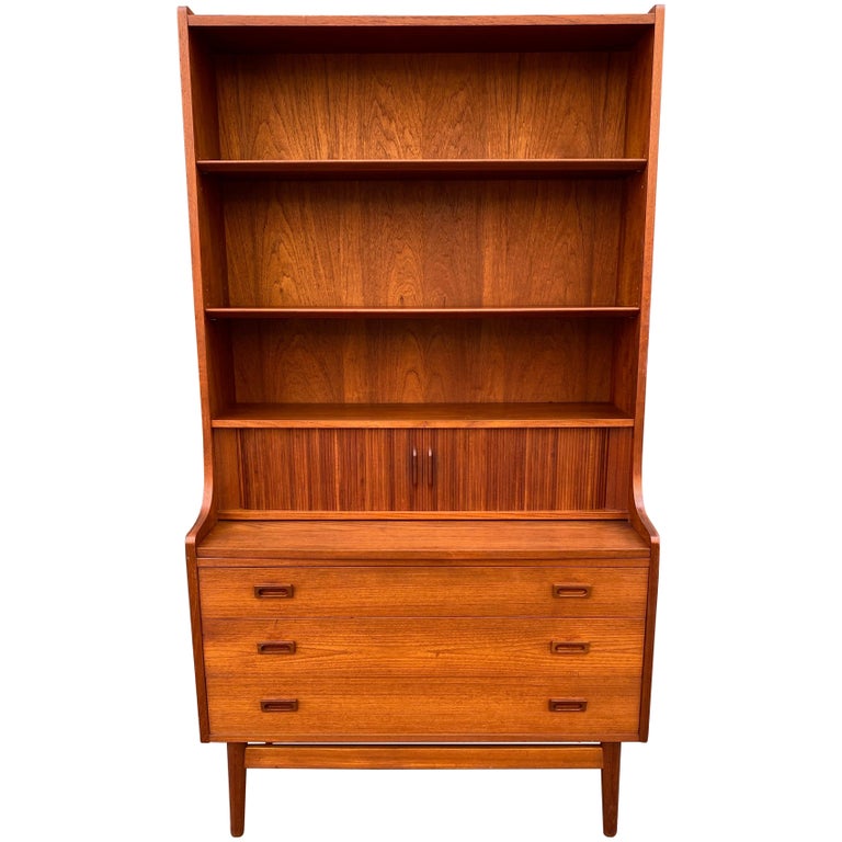 Danish Teak Secretary Bookcase by Johannes Sorth For Sale at 1stDibs