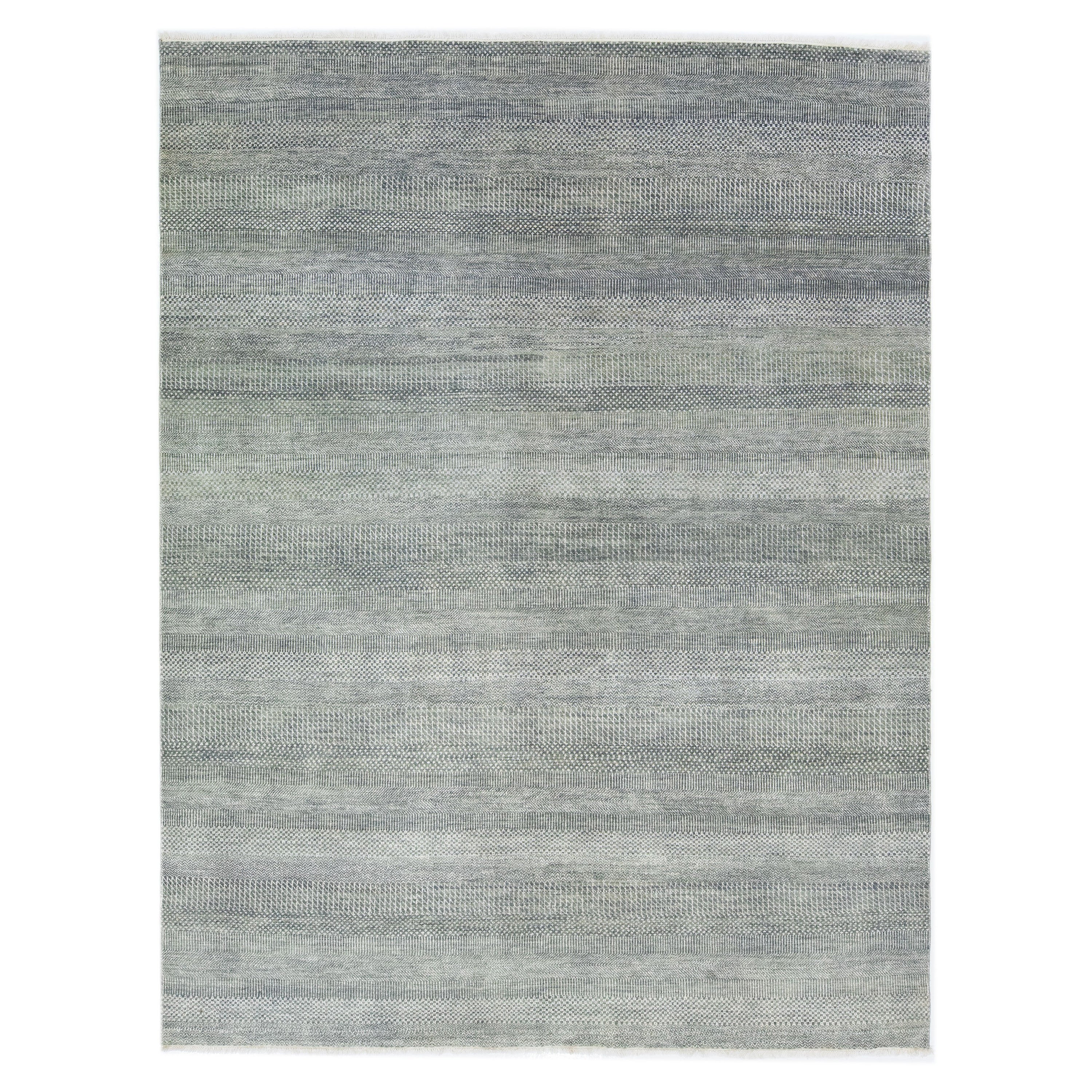 Rug and Kilim’s Distressed Abstract Rug in Blue-Green and Gray ...