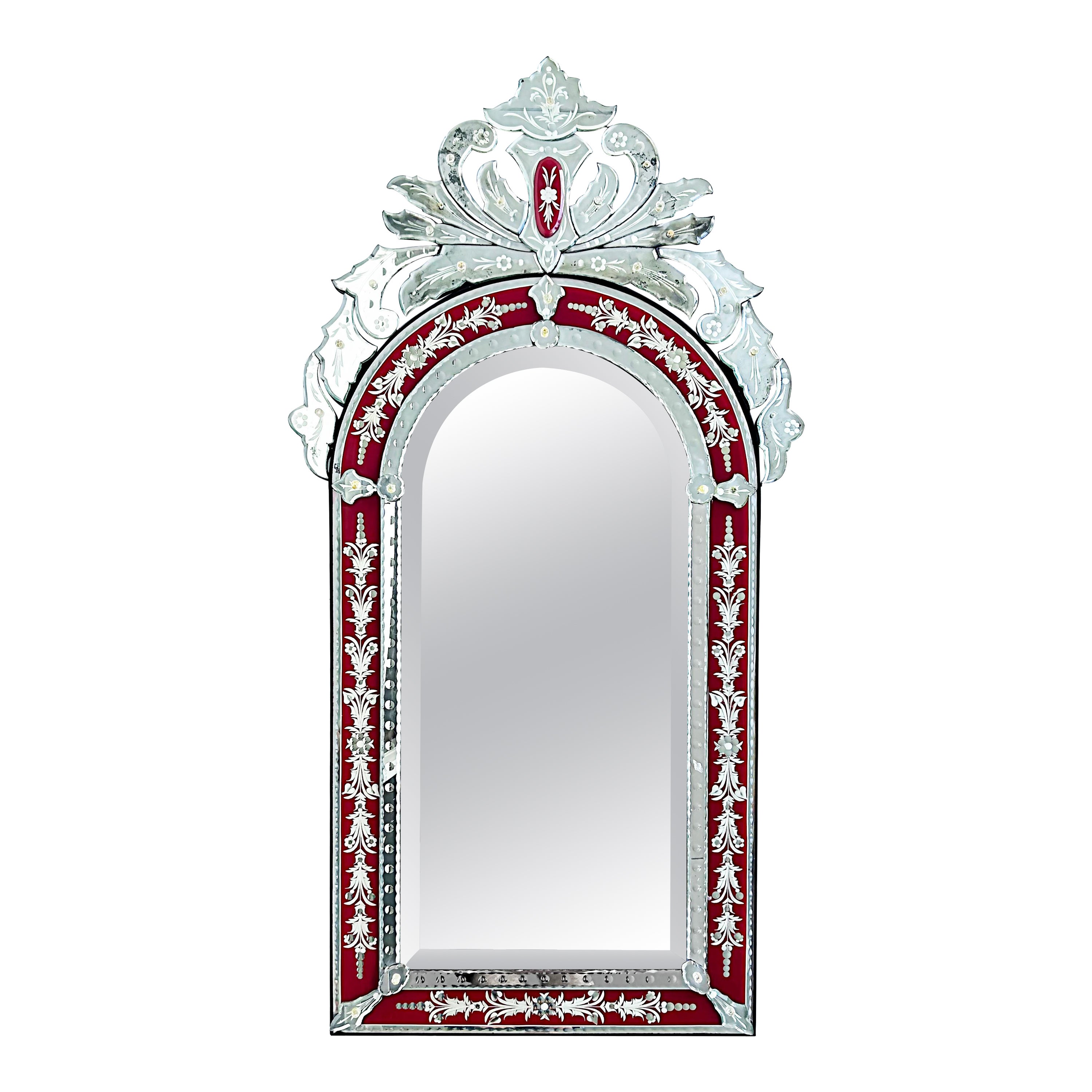 Monumental Venetian Mirror, Early 20th Century Etched and Beveled ...