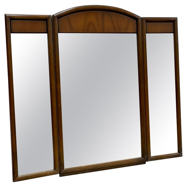 Large Mid-Century Modern Walnut Three Panel Mirror, C. 1960s For Sale ...