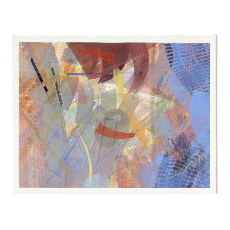 Paul Garland, Large Steel Framed Colourful Abstract Monotype 1984 For ...