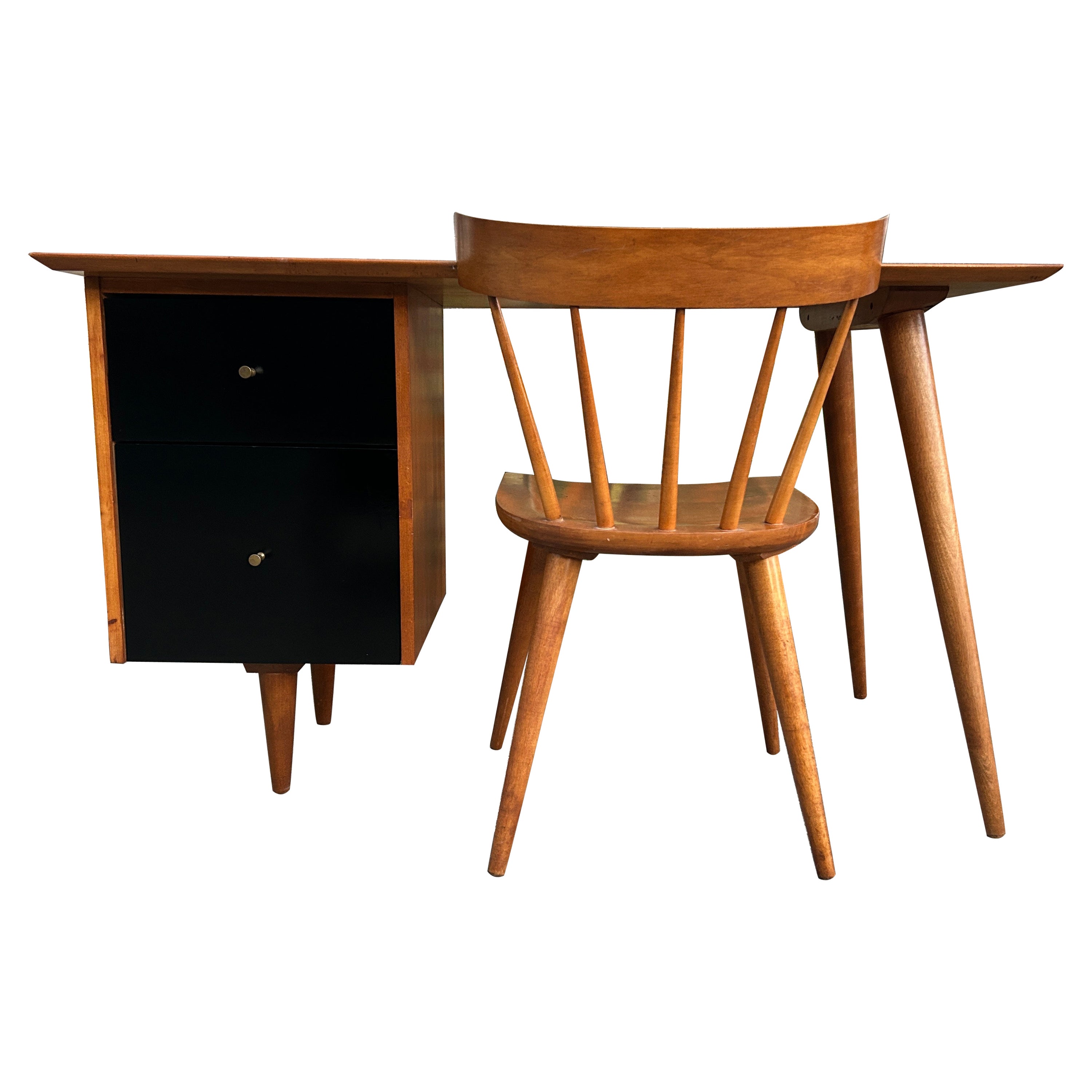 Midcentury Paul McCobb #1560 Double Drawer Desk Blonde Maple Finish T ...