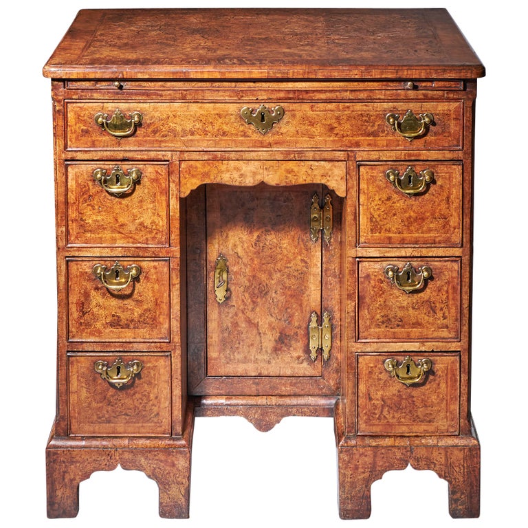 Unique 18th Century George II Pollard Oak and Walnut Kneehole Desk ...