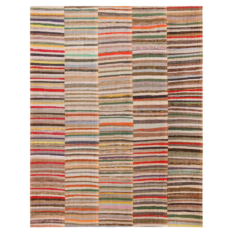 Colourful Modern Rag Rug. 10 ft x 12 ft 10 in For Sale at 1stDibs