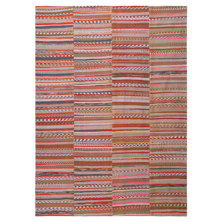 Stripe Design Modern Rag Rug. 8 ft 6 in x 11 ft 10 in For Sale at 1stDibs