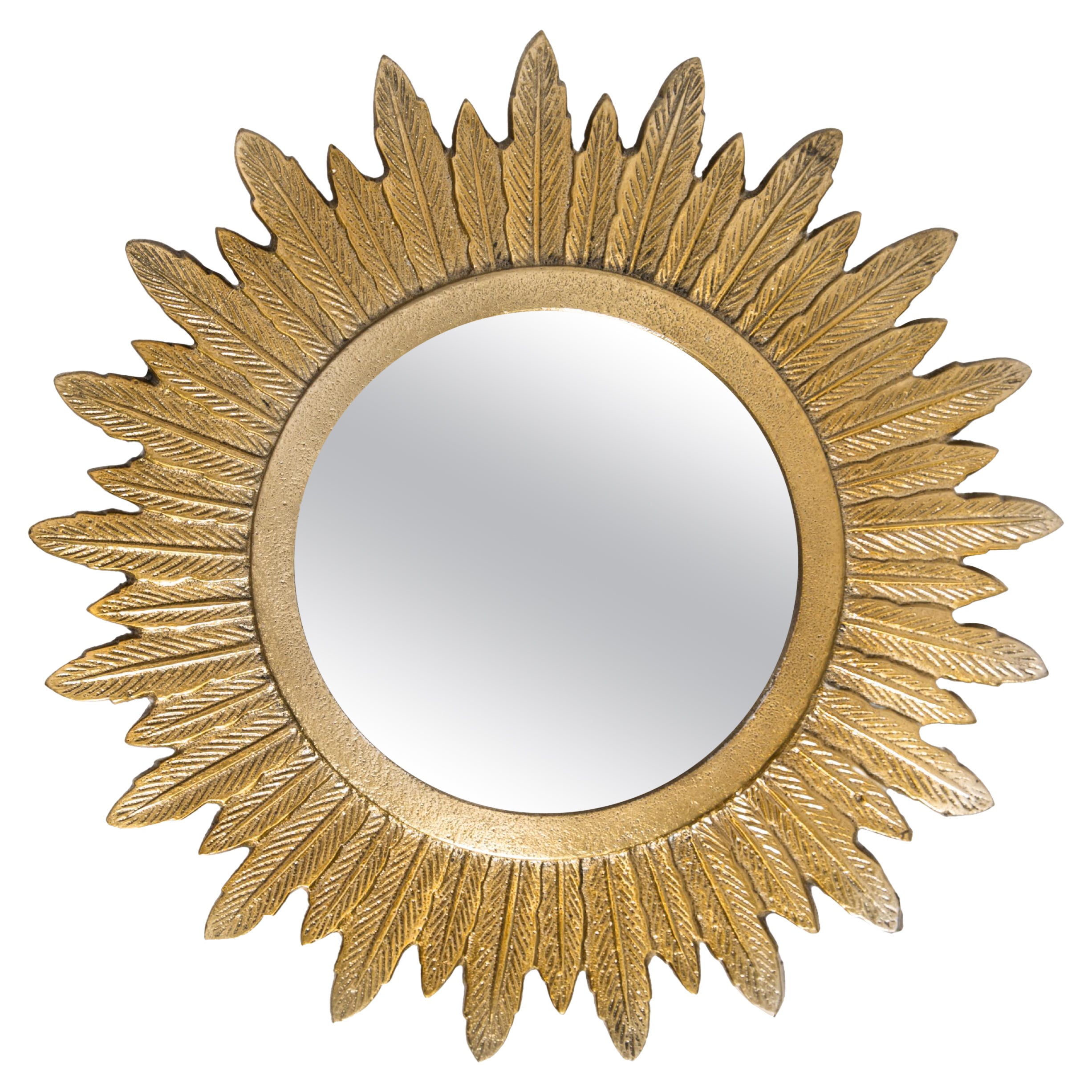 20th Century Modern Gold Italian Big Rare Sunburst Mirror, Giltwood ...
