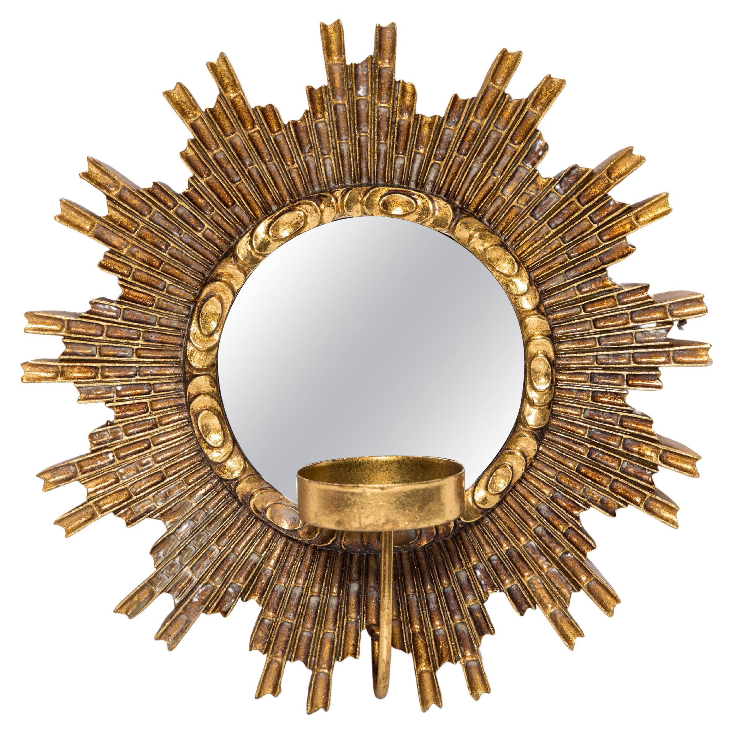 Mid Century, Modern Gold Italian Small Sunburst Mirror, Italy, 1960s ...