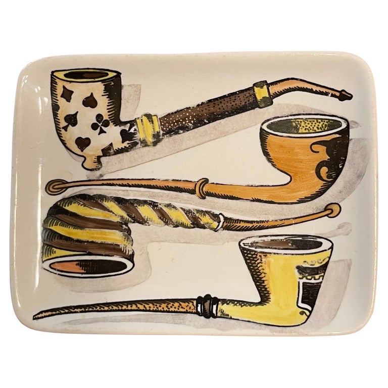 Fornasetti Pipes Midcentury Small Tray For Sale at 1stDibs