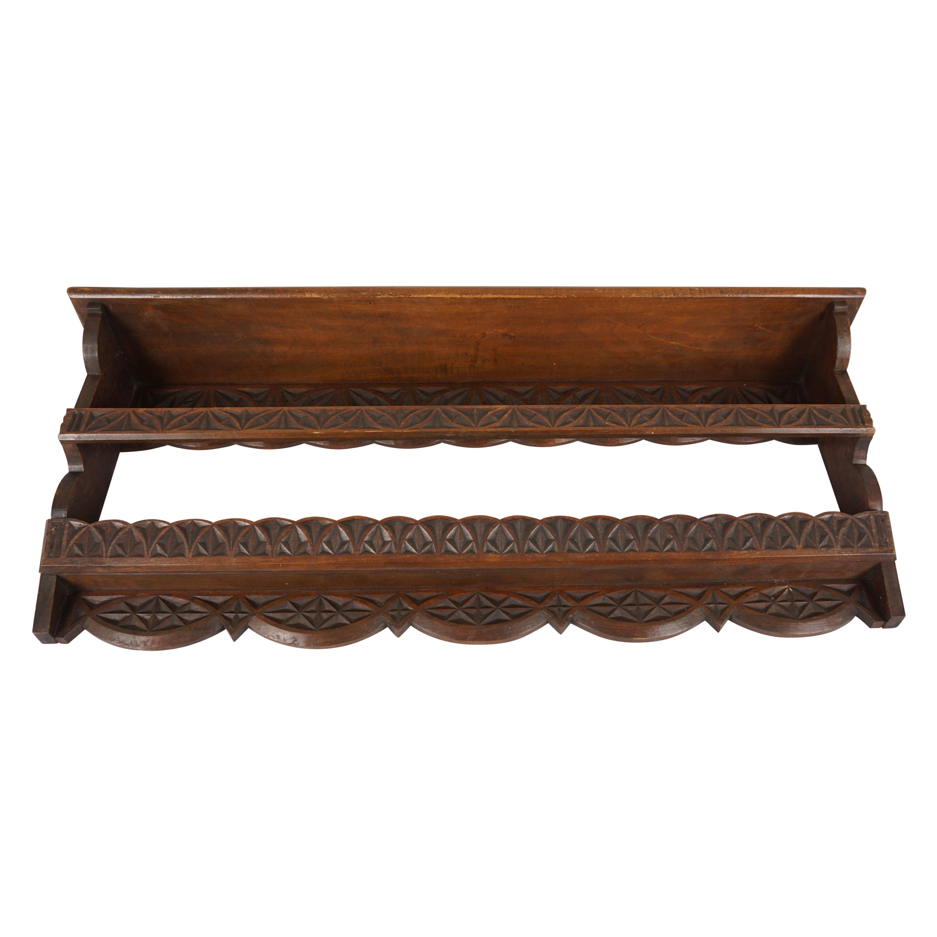 Ant. Victorian Chip Carved Walnut Plate Rack, Plate Rail, Scotland 1880 ...