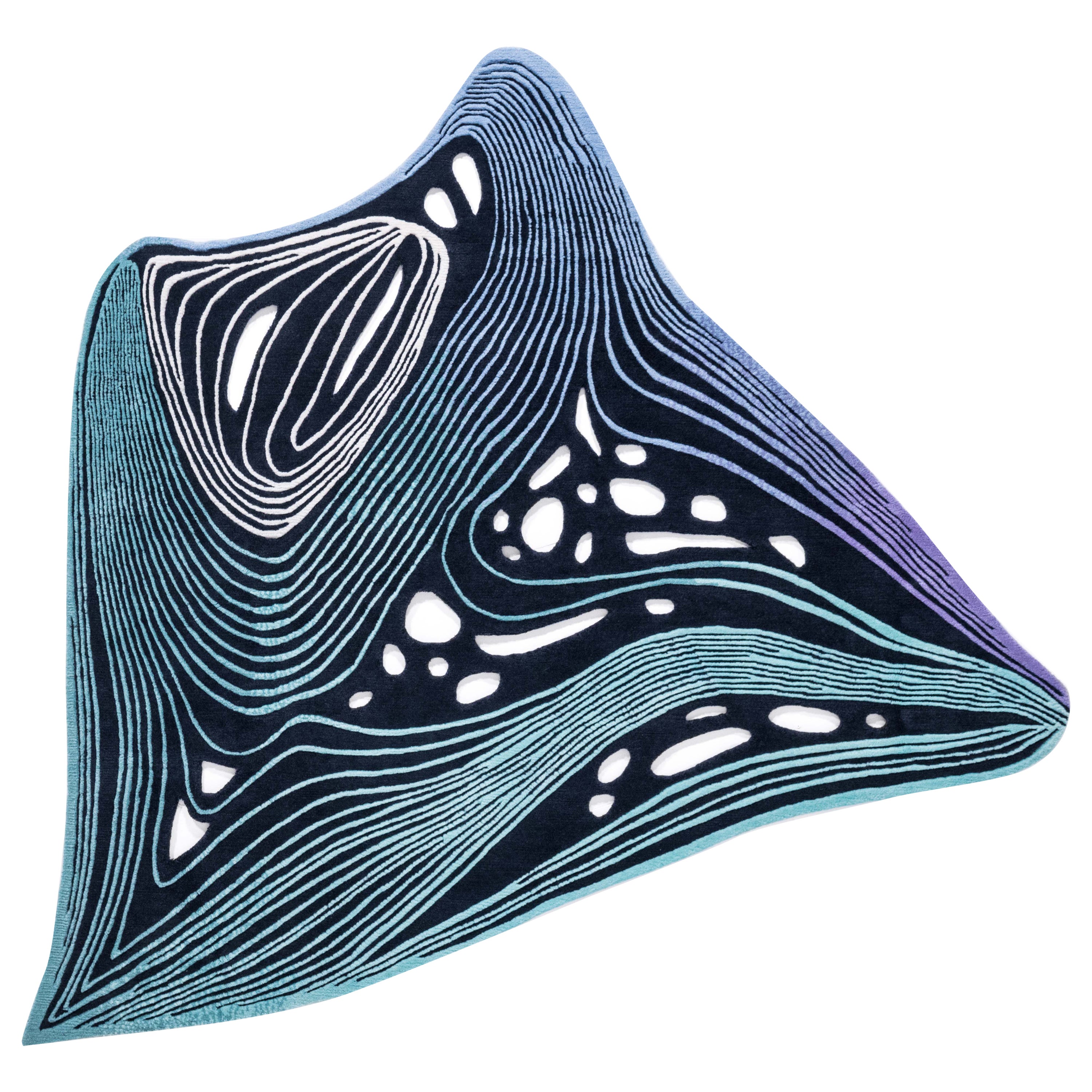 Irregular Shape Modern Style with Blue Green Grey Rug by Rag Home For ...