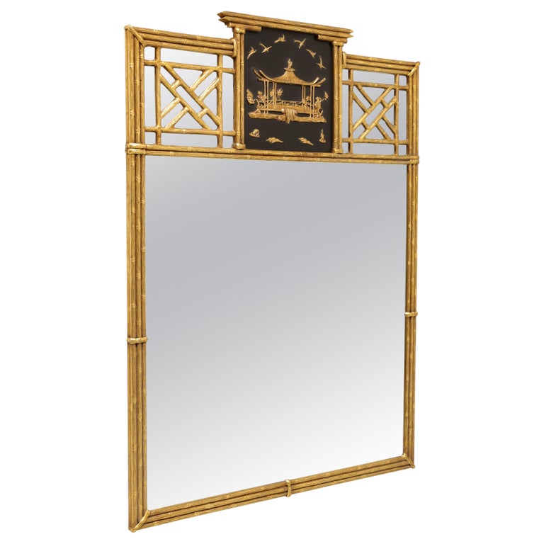 FRIEDMAN BROTHERS Gold Gilt Faux Bamboo Japanese Pagoda Mirror For Sale ...