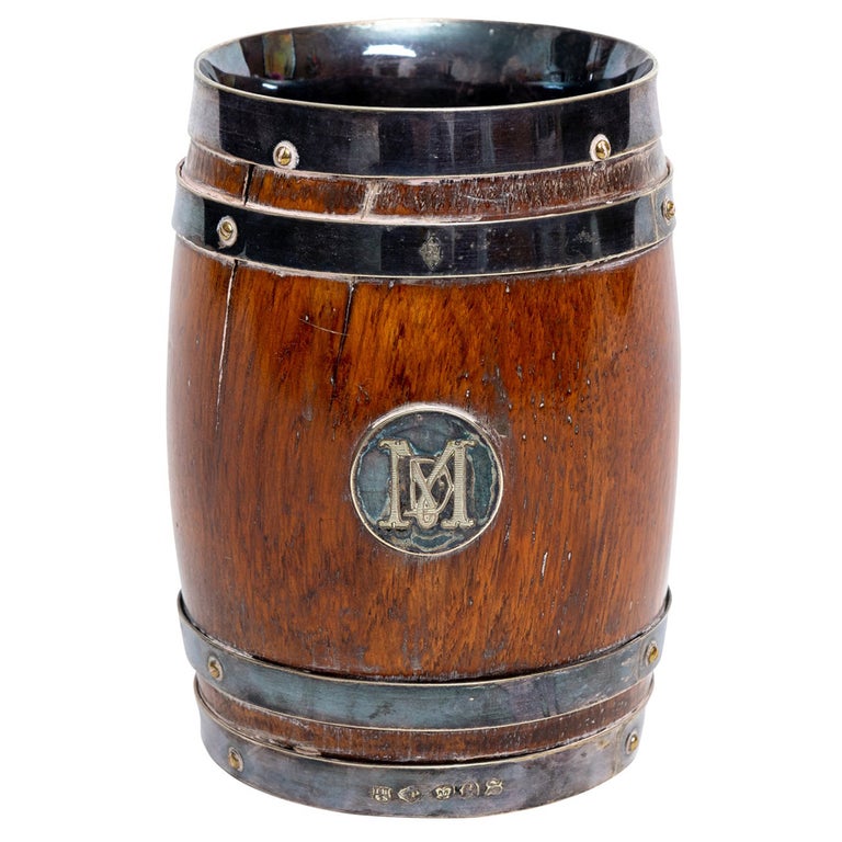 Antique Thomas Harwood and Son’s English Oak and Silverplate Tankard ...