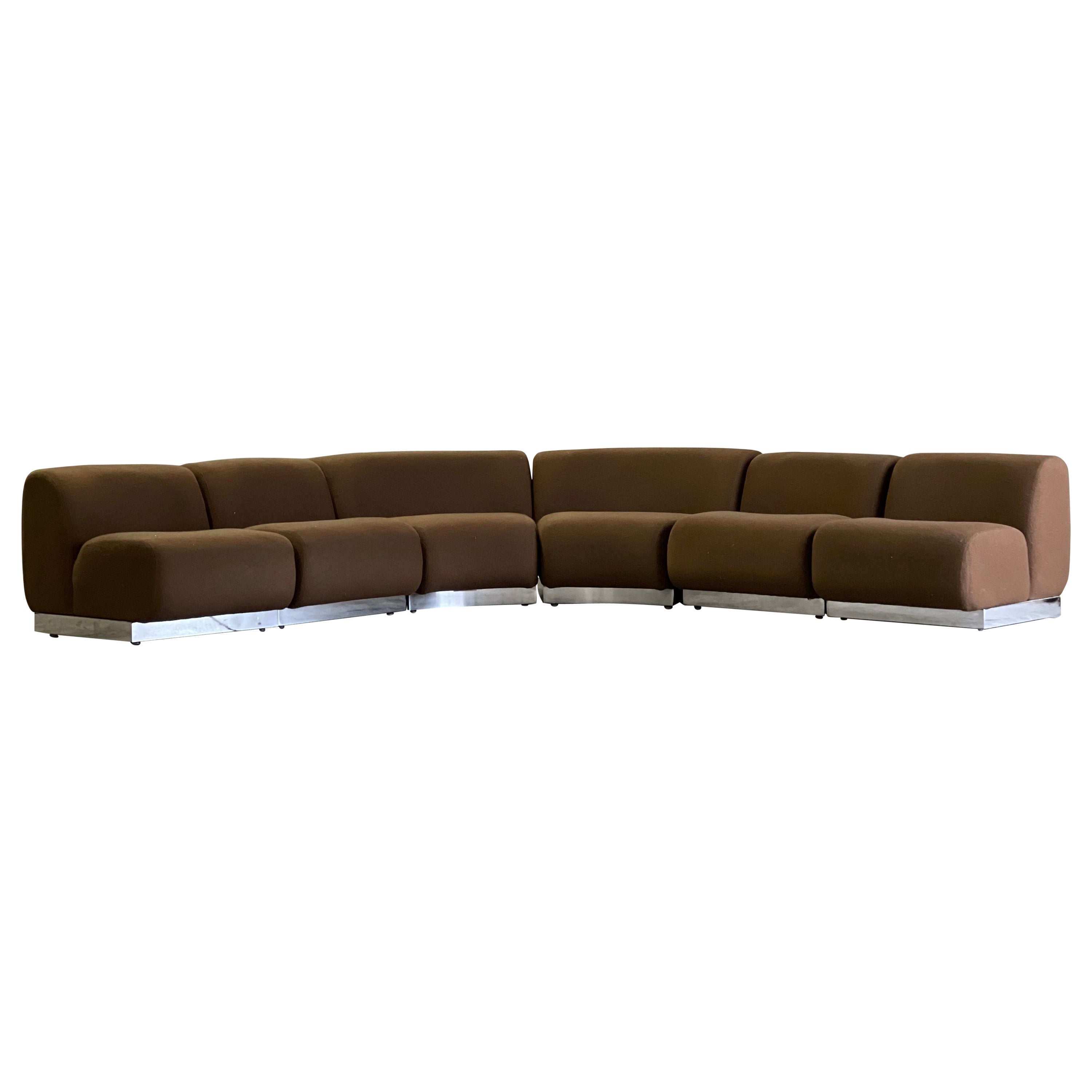 Midcentury Curved Modular Sectional with Chrome Base at 1stDibs