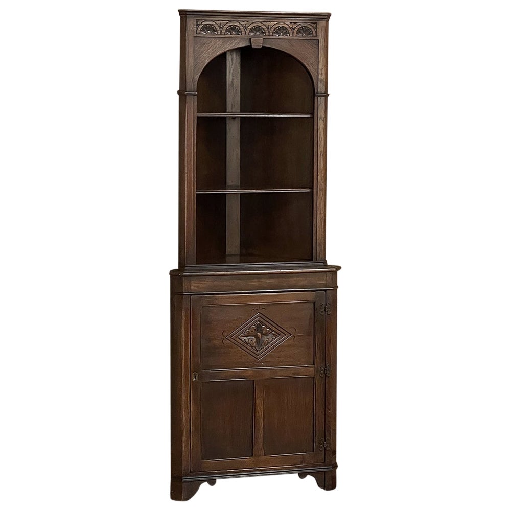 Antique Rustic English Colonial Corner Cabinet For Sale at 1stDibs