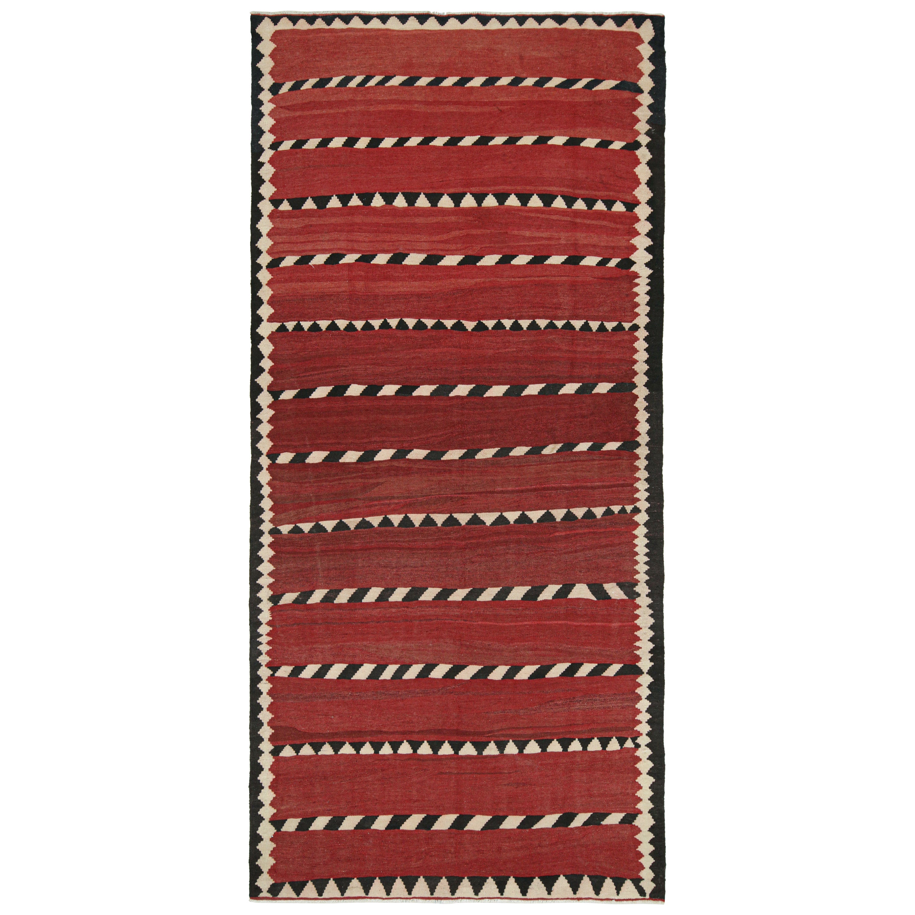 Vintage Shahsavan Persian Kilim in Beige-Brown and White Stripes For ...