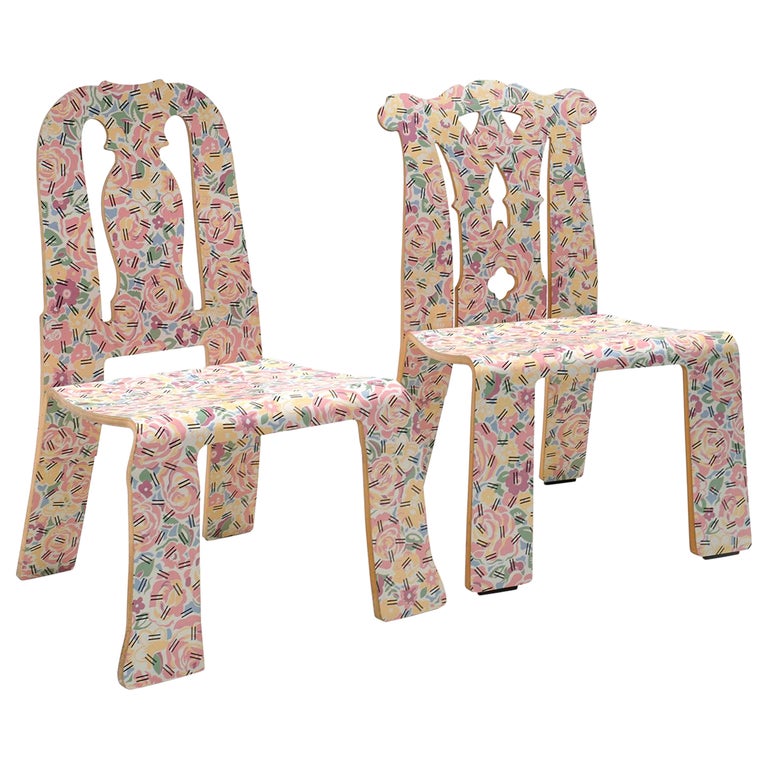 Two Robert Venturi Chairs for Knoll. Grandmother Finish. Chippendale ...