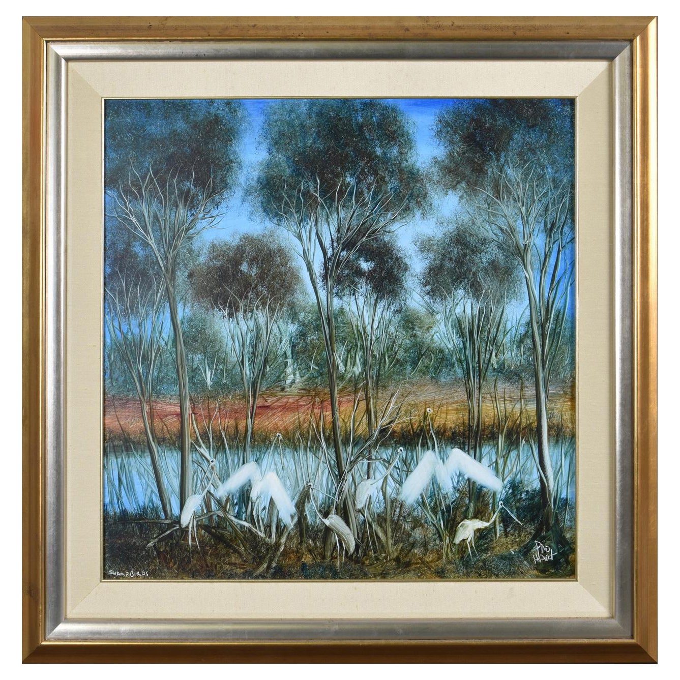 Colleen Parker 'Australian', Oil on Board, Emus and Crows, circa 1980 ...