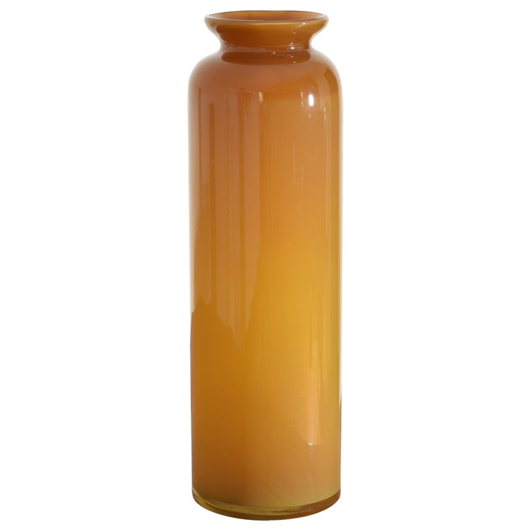 Mid-Century Modern Tall Camel Glass Vase For Sale at 1stDibs