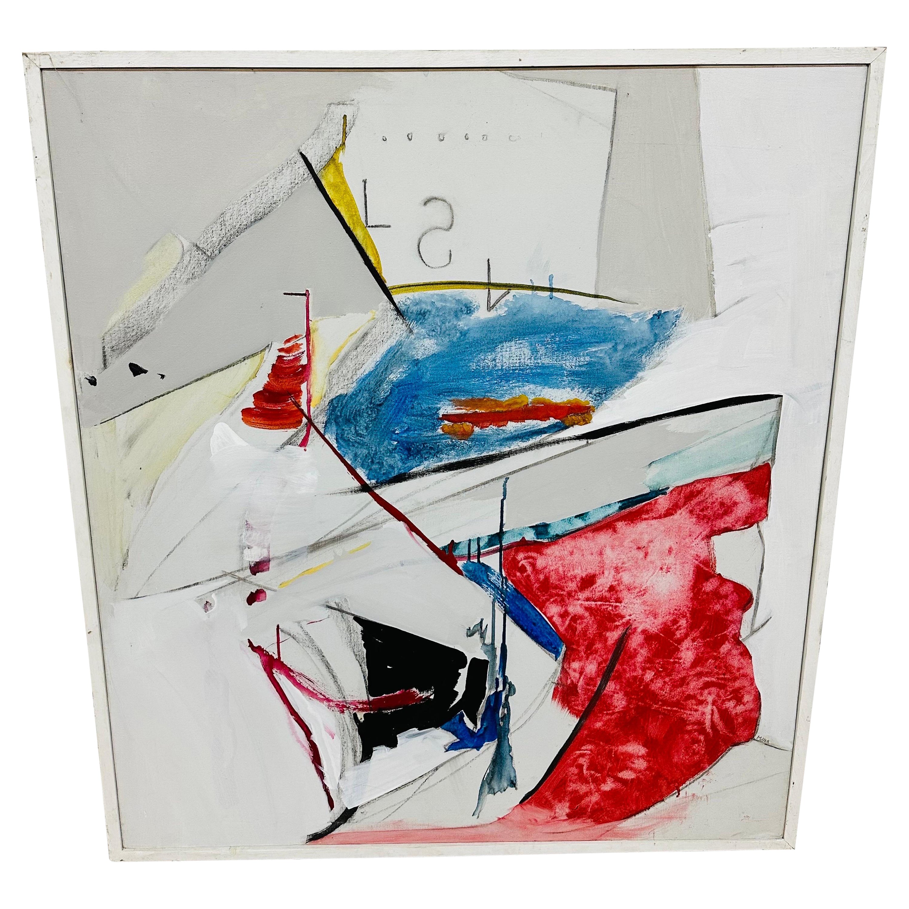 Vintage Kandinsky Style Abstract Painting Signed E. Miller For Sale at ...