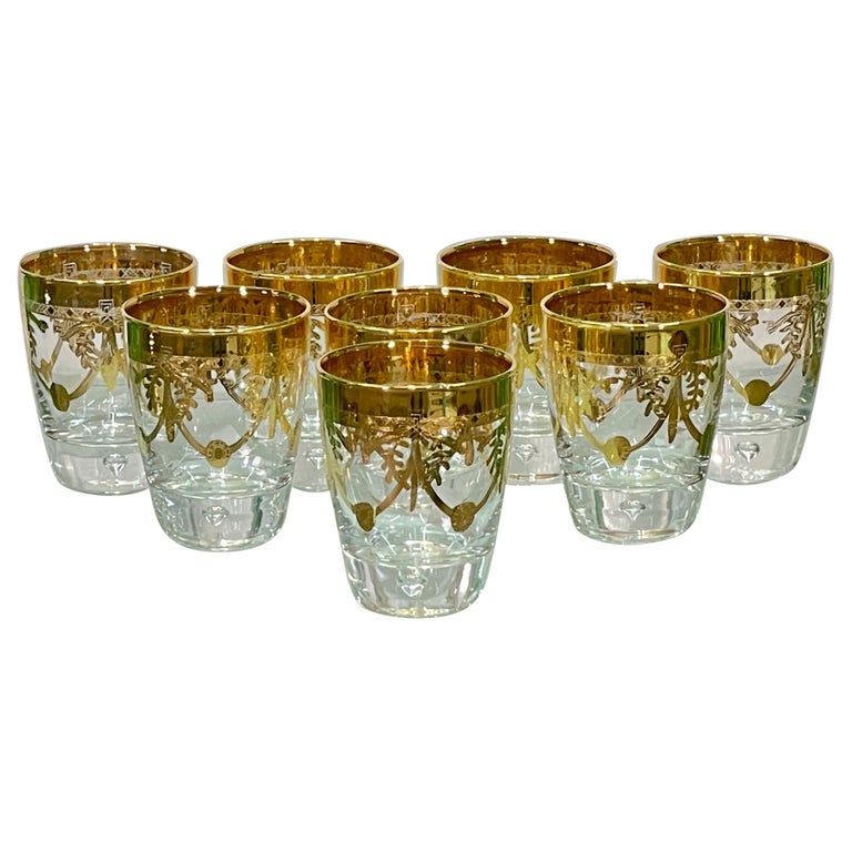 Gold Leaf Crystal Barware Glasses by Creart of, Italy For Sale at 1stDibs
