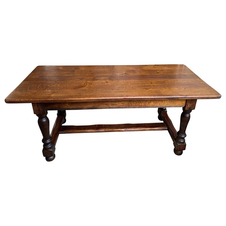 Antique French Farm Table Dining Library Desk Oak Farmhouse Conference ...
