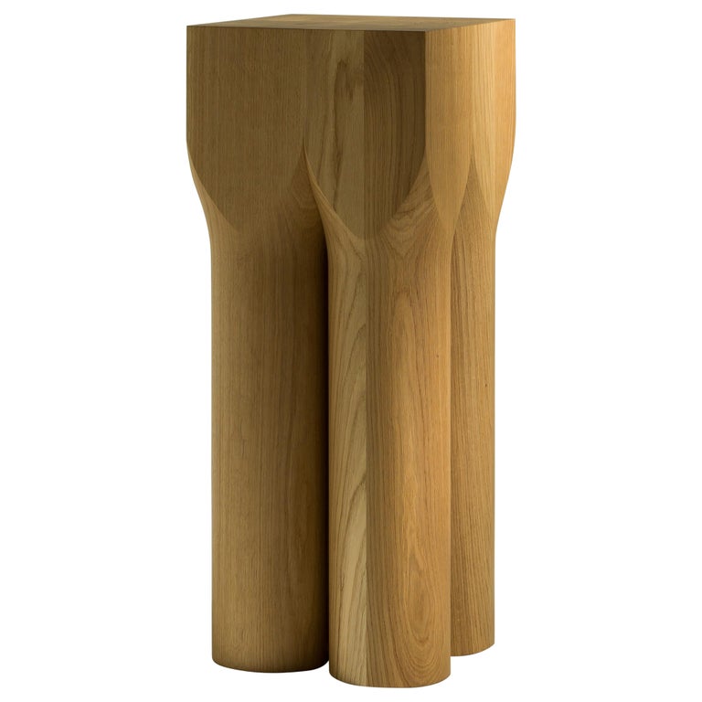 Contemporary Brown Solid European Oiled Oak Lathe iii Pedestal by Æther ...