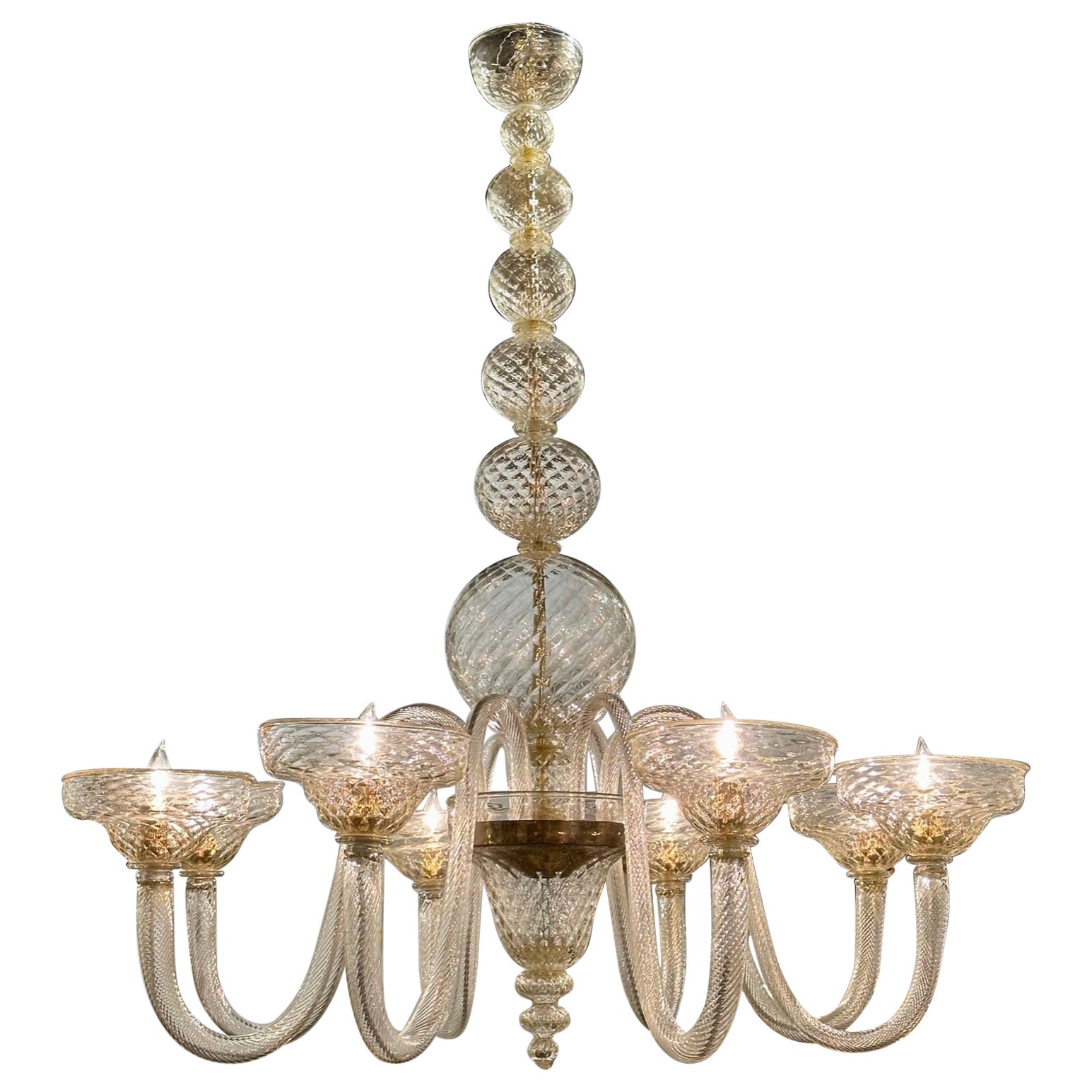 Sculptural Wood an Glass Ball Chandelier at 1stDibs