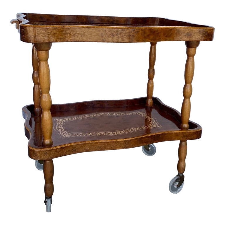 Italian Marquetry Bar Cart For Sale at 1stDibs