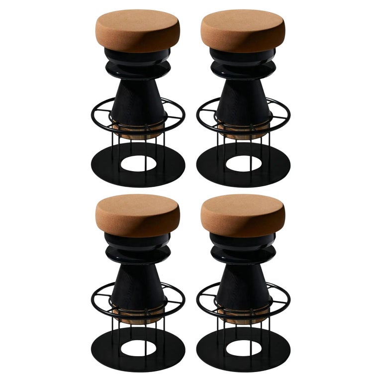 Set of 4 Medium Black Tembo Stool, Note Design Studio For Sale at 1stDibs