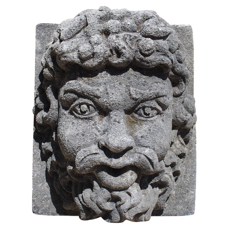 Carved Limestone Fountain Mascaron Spout from the Gard Region of France ...