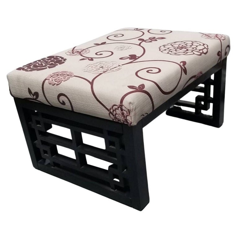 James Mont Style Midcentury Asian Ottoman in Black Lacquer For Sale at ...