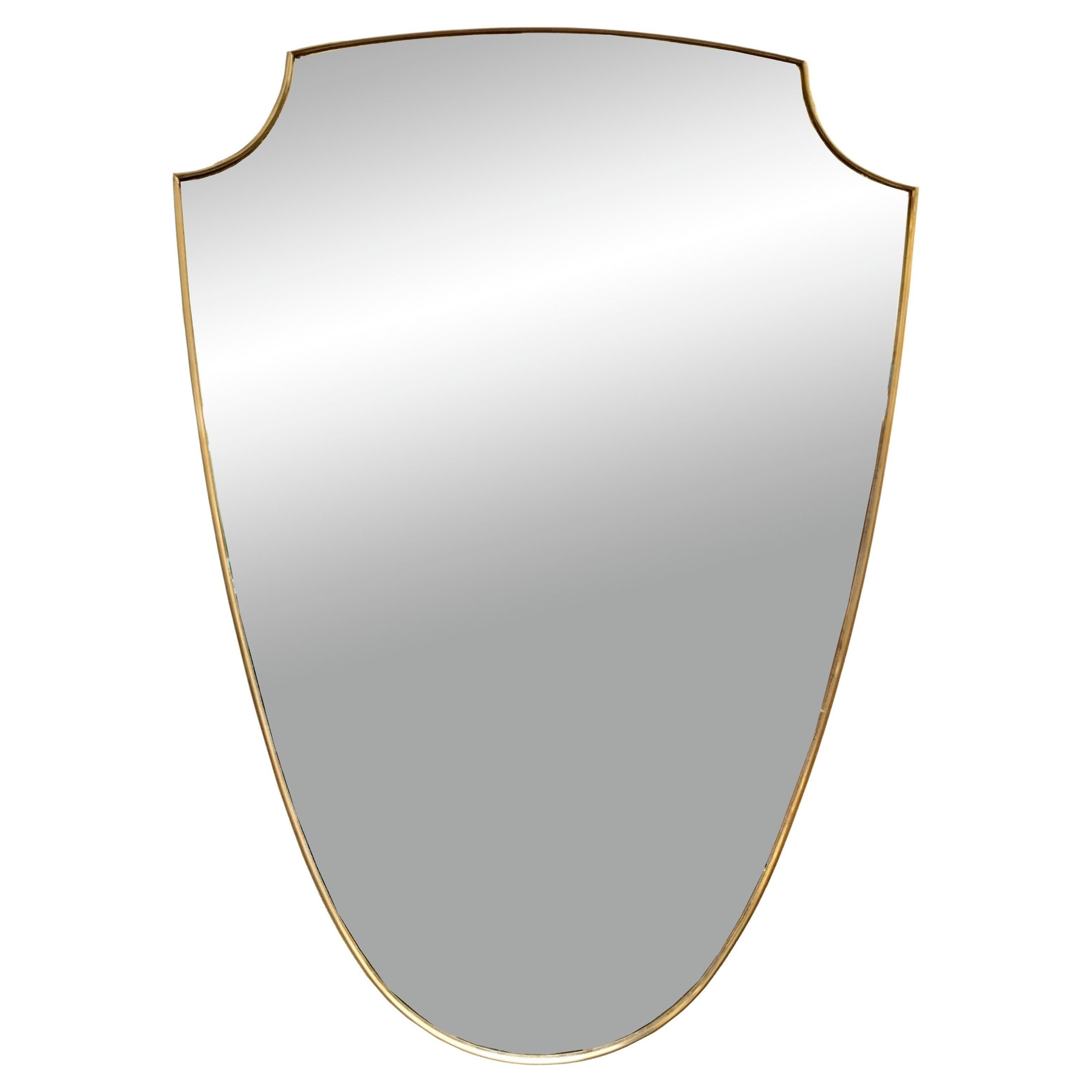 1950s Italian Brass Shield Shaped Mirror at 1stDibs | crest shaped ...