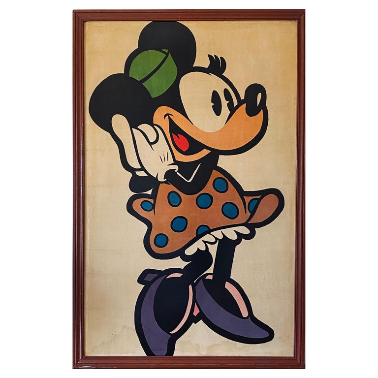 Minnie Mouse framed poster, France 1960s For Sale at 1stDibs