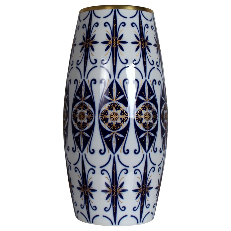 Porcelain SCHUMANN Arzberg Mid-Century Classic Floor Vase cobalt blue ...