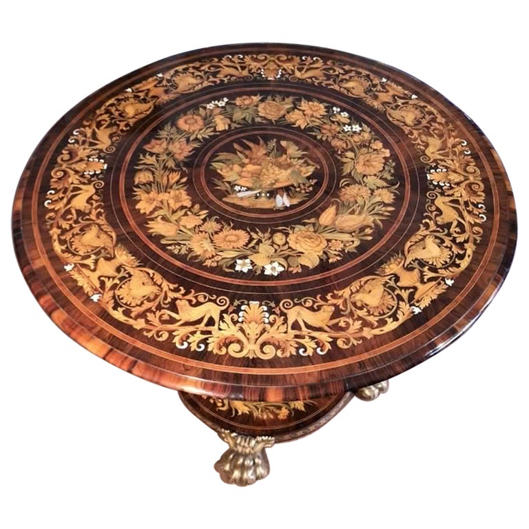 Important Center Table Inlaid in Various Woods For Sale at 1stDibs